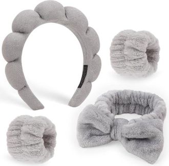 Dreshow Bandeau Spa pour le Lavage du Visage Set de Poignets Éponge doux Bandeaux en Tissu Éponge pour le Maquillage et Les Soins de la Peau Bandeau Antidérap