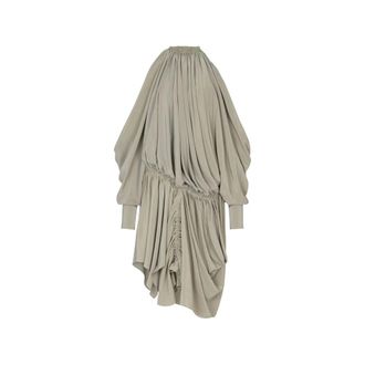 Balmain Draped Silk Crepe Dress - - Dresses - Damen - Gr&uuml;n - M
