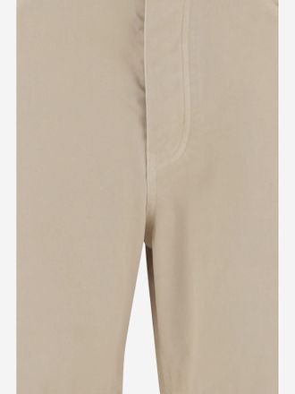Burberry Mens Cotton Pants With Logo Beige Trousers