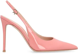 Gianvito Rossi Womens Pink Patent Leather Slingback Pumps Calf