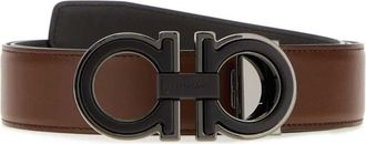 Ferragamo Ceinture Double Gancini Animation - Homme - Accessoires - Brun - Taille: 110 CM