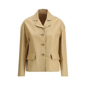 Salvatore Santoro Femme, Vestes, Brun, Taille: 38 FR &Eacute;l&eacute;gante Veste en Cuir avec Revers