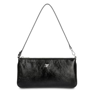Courr&egrave;ges Gen&auml;hte Naplack-Tasche mit Rei&szlig;verschluss - - Bags - Damen - Schwarzk - ONE SIZE