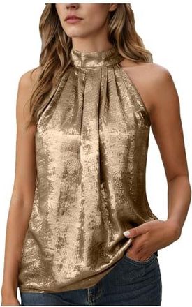 Generic Lot de Debardeur Femme avec Soutien Gorge Int&eacute;gr&eacute; Caraco Satin sans Manche &Eacute;t&eacute; Elegant Crop Amincissant Cotele Court Basique Top Chic Et &Eacute;l&eacute;gant Muscu