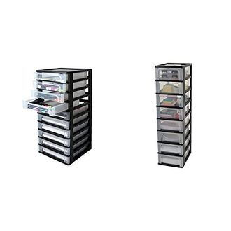 Iris Ohyama, Schubladenschrank/Schubladencontainer - Organizer Chest OCH-2008 - plastik, schwarz, 8 x 7 L, L35,5 x B26 x H96,5 cm + Ohyama, Organizer Chest