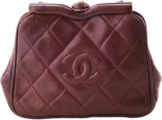 Chanel Pochette en cuir Pre-owned - Femme - Pre-owned - Brun - Taille: ONE Size