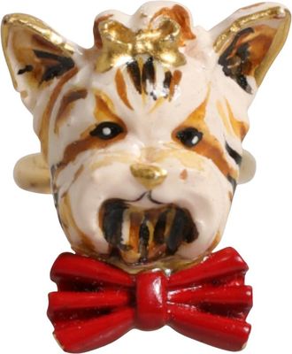 Dolce & Gabbana Femme, Accessoires, Multicolore, Taille: 51 MM Gorgeous Dog Head Ring