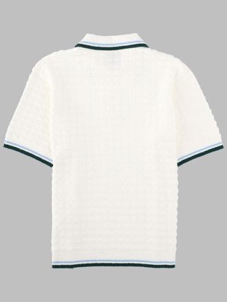 Casablanca Boucl&eacute; Cotton-Nylon Polo Shirt - White