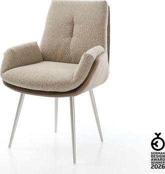 DELIFE Esszimmerstuhl Clea-Flex Materialmix Schlamm 4-Fu&szlig; konisch Edelstahl, Esszimmerst&uuml;hle