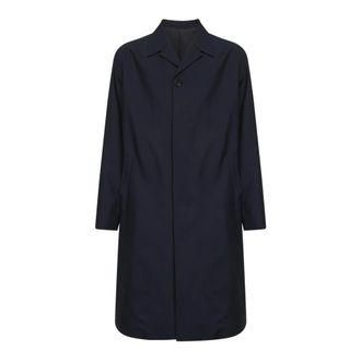 Jil Sander Homme, Manteaux, Bleu, Taille: L Manteau Boutonn&eacute; &agrave; Revers