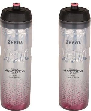 Z&eacute;fal Pack Arctica 75 - Lot de Deux Bidons V&eacute;lo 750 ML - Gourde V&eacute;lo Isotherme - Inodore et Etanche - Bidon Sport sans BPA - Argent/Rose P&acirc;le