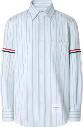 Thom Browne Homme, Chemises, Bleu, Taille: M Chemise en coton &agrave; rayures et brassards