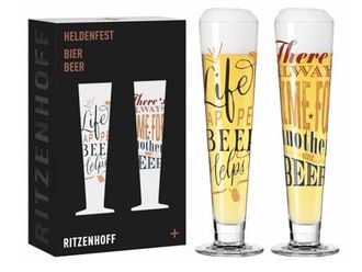 Ritzenhoff 6271002 Lot de 2 verres &agrave; bi&egrave;re 330 ml - S&eacute;rie Heldenfest - Avec inscription en allemand - Multicolore - Fabriqu&eacute; en Allemagne