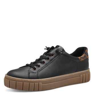 Marco Tozzi Damen Plateau Sneaker Freizeit Vegan, Schwarz (Black/Leo), 37 EU