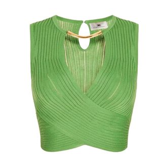Elisabetta Franchi Knit Top mit Schmuckdetail - - Tops - Damen - Gr&uuml;n - S