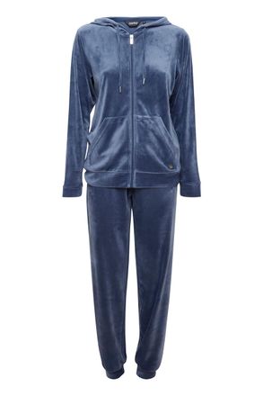 Oxmo OXMitta Damen Jogginganzug Trainingsanzug Freizeitanzug mit Kapuze Kordelzug Eingrifftaschen leicht elastisch Regular fit, Gr&ouml;&szlig;e:XS, Farbe:Crown Blue 