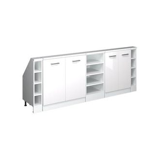 Vicco Meuble sous Pente R-Line, Blanc Brillant/Blanc, 215cm Lot de 5