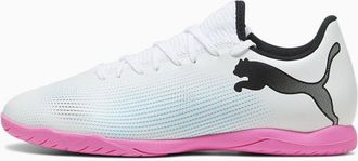Puma Puma Men Future 7 Play It Soccer Shoes, Puma White-Puma Black-Poison Pink, 44.5 EU