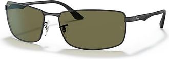 Ray-Ban Rb3498 Sonnenbrillen Schwarz Fassung Grün Glas Polarisiert 61-17