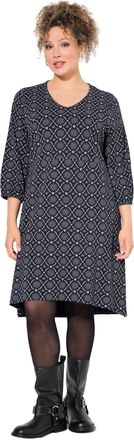 Ulla Popken Damen große Größen Übergrößen Plus Size Jerseykleid, A-Linie, V-Ausschnitt, 3/4-Arm