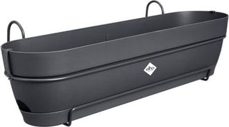 ELHO Vibia Campana Balkonkasten Allin1 70 mit Wasserreservoir - Übertopf für Balkon - 100% recyceltes Plastik - Ø 70.4 x H 17.7 cm - Schwarz/Anthrazit