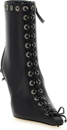 Mach & Mach Crystalized Corset Ankle Boot - Black