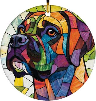 Generic Runde Weihnachten Baum Hängen Anhänger Boxer Hund Gebeizt Ornamente Weihnachtsbaum Deko Keramik Weihnachtsdeko Coole Weihnachten Deko Anhänger Für Ges