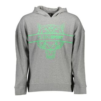 Plein Sport Homme, Sweatshirts et sweats &agrave; capuche, Gris, Taille: 2XL Sweat &agrave; Capuche Gris Manches Longues Imprim&eacute; Contrast&eacute;