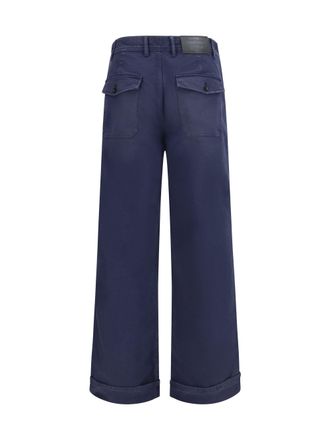 Acne Studios Mens Pants Cotton Twill Navy Blue Trousers