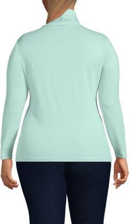 Lands End Rollkragenshirt aus Baumwoll/Modalmix, Damen, Gr&ouml;&szlig;e:56-58 plus, Blau, Baumwolle/Elasthan/Baumwolle Modal, by Lands End