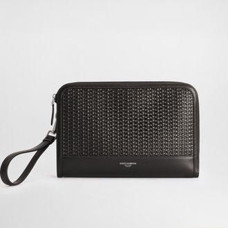 Dolce & Gabbana Atene Plong&eacute; Calfskin Clutch Bag - Mann Brieftaschen Und Clutches Schwarz Onesize