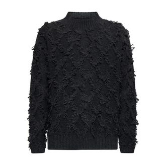 John Richmond Schwarzer Herrenpullover mit Fransendetails - - Knitwear - Herren - Schwarzk - XL