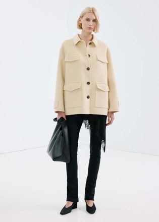 Mango Wolljacke mit Taschen vanille - Damen - XS - MANGO