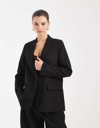 Vero Moda Mix & Match - Blazer ajust&eacute; &agrave; d&eacute;tail boutonn&eacute; - Noir