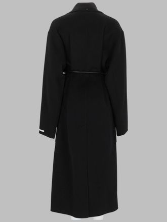 Sportmax Belted Virgin Wool Coat - Black