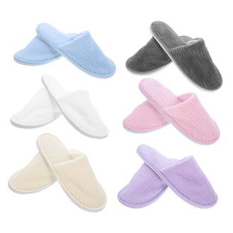 BESPORTBLE Lot de 6 paires de pantoufles dh&ocirc;tel douces et lavables en polaire corail antid&eacute;rapantes &agrave; bout ferm&eacute; pour int&eacute;rieur, spa, voyage, l&eacute;g&egrave;res, confortabl