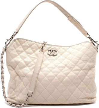 Chanel Cream Caviar Leather French Riviera Hobo Bag