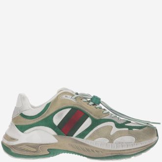 Gucci Mens Sneakers With Web Detail Leather Trainers