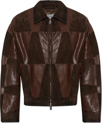 Versace Homme, Vestes, Brun, Taille: M Blouson en cuir