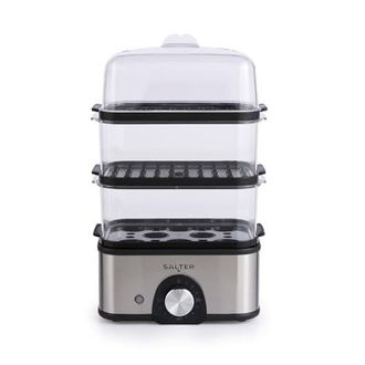 Salter 3-Tier Food Steamer - Compact Multi-Cooker with 3 Steam Baskets, Electric Egg Cooker with 8-Egg Capacity, Vegetable Steamer, 60-Minute Timer, 3L Capac