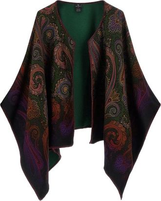 Etro Reversible Wool Cape With Degrad&eacute; Paisley Motif