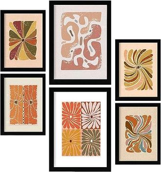 Nacnic Ensemble de 6 impressions de fleurs abstraites dans dimpressions de style ethnique. Cadres d&eacute;coratifs esth&eacute;tiques pour votre salon, chambre, maison. I