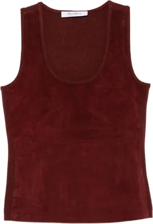 Max Mara Suede-panelled Scoop-neck Tank Top