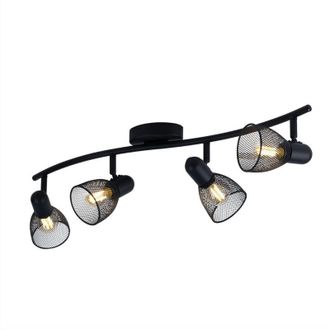 Eglo Plafonnier, noir, plafonnier, lampe de salle &agrave; manger, spot de plafond, 4 flammes, bande de spot orientable, m&eacute;tal, 4x E14, Lxl 64x15 cm