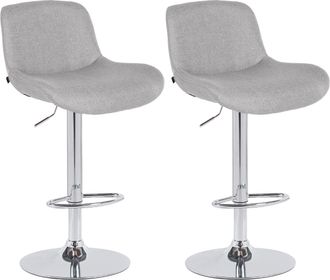 Clp 2er Set Barhocker Solon Chrom I Samtbezug oder Stoffbezug I Barstuhl h&ouml;henverstellbar und drehbar I gepolsterter Tresenhocker mit R&uuml;ckenlehn, Farbe:he