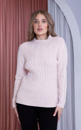Passioni Strickpullover mit Zopfmuster und Perlendetails