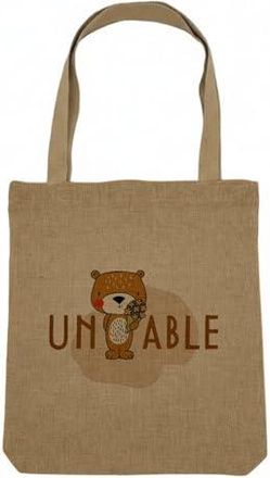 Fabulous Sac Shopping Tote Bag Aspect Lin - Unbareable Bear Teddy Bear Drawing Illustration - Sac de Courses Toile Epaisse 360g Beige Naturel Cabas Port&eacute; Epaul