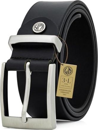 Lindenmann Mens Leather Belt/Mens Belt, full grain leather belt XXL, buffalo leather, black, Gr&ouml;&szlig;e/Size:, Farbe/Color:noir