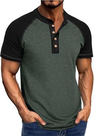 Generic Chemise ray&eacute;e pour homme - Manches courtes - En polyester - Pour l&eacute;t&eacute; - Avec boutons et rayures - T-shirt classique d&eacute;contract&eacute; basique, E, XXL
