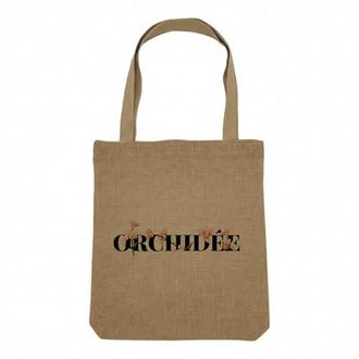 Fabulous Sac Shopping Tote Bag Aspect Lin - Orchid&eacute;e Fleurs Minimaliste Chic Jardin Amour - Sac de Courses Toile Epaisse 360g Beige Naturel Cabas Port&eacute; Epaule 